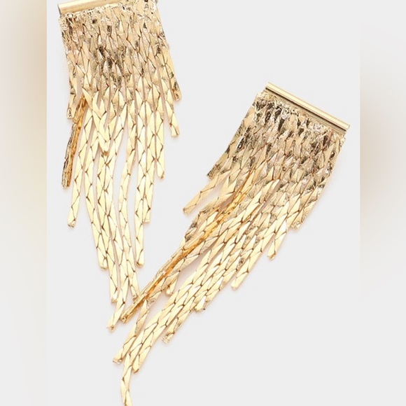 Jewelry | Metal Chain Fringe Dangle Earrings In Gold | Poshmark